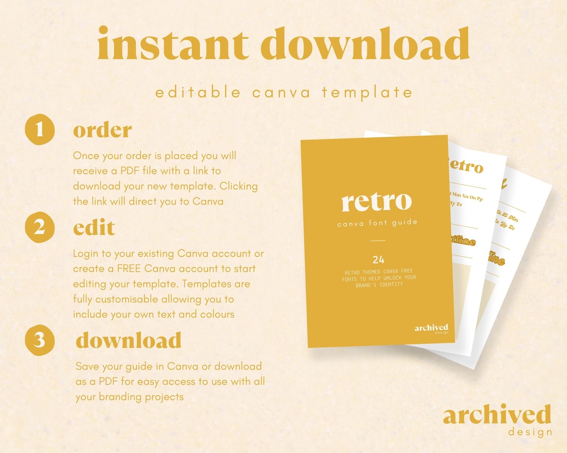 Retro Canva Font Guide Canva Font Collection Retro Branding Small ...