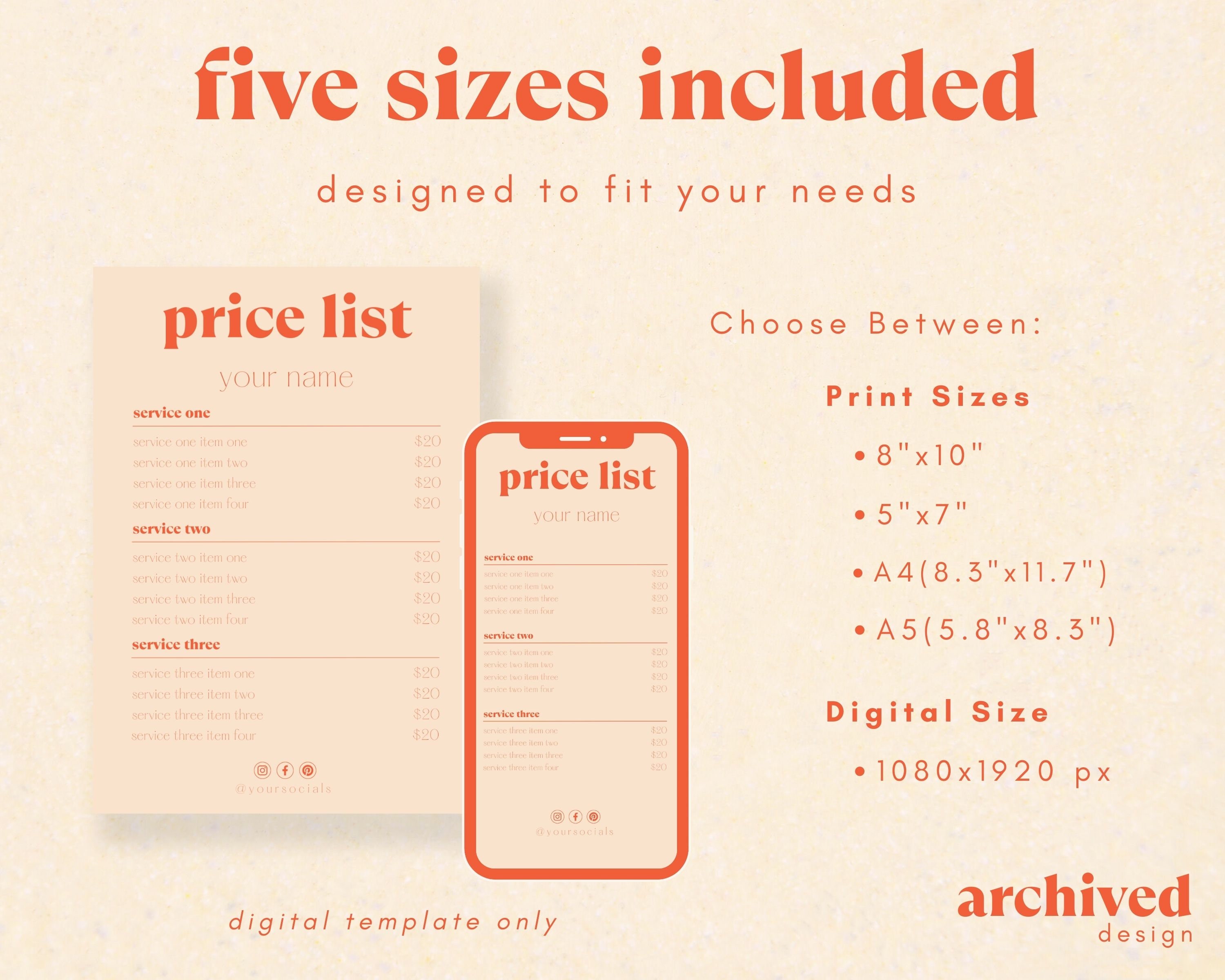 Price List Template - Editable Canva Template - Small Business Pricing ...