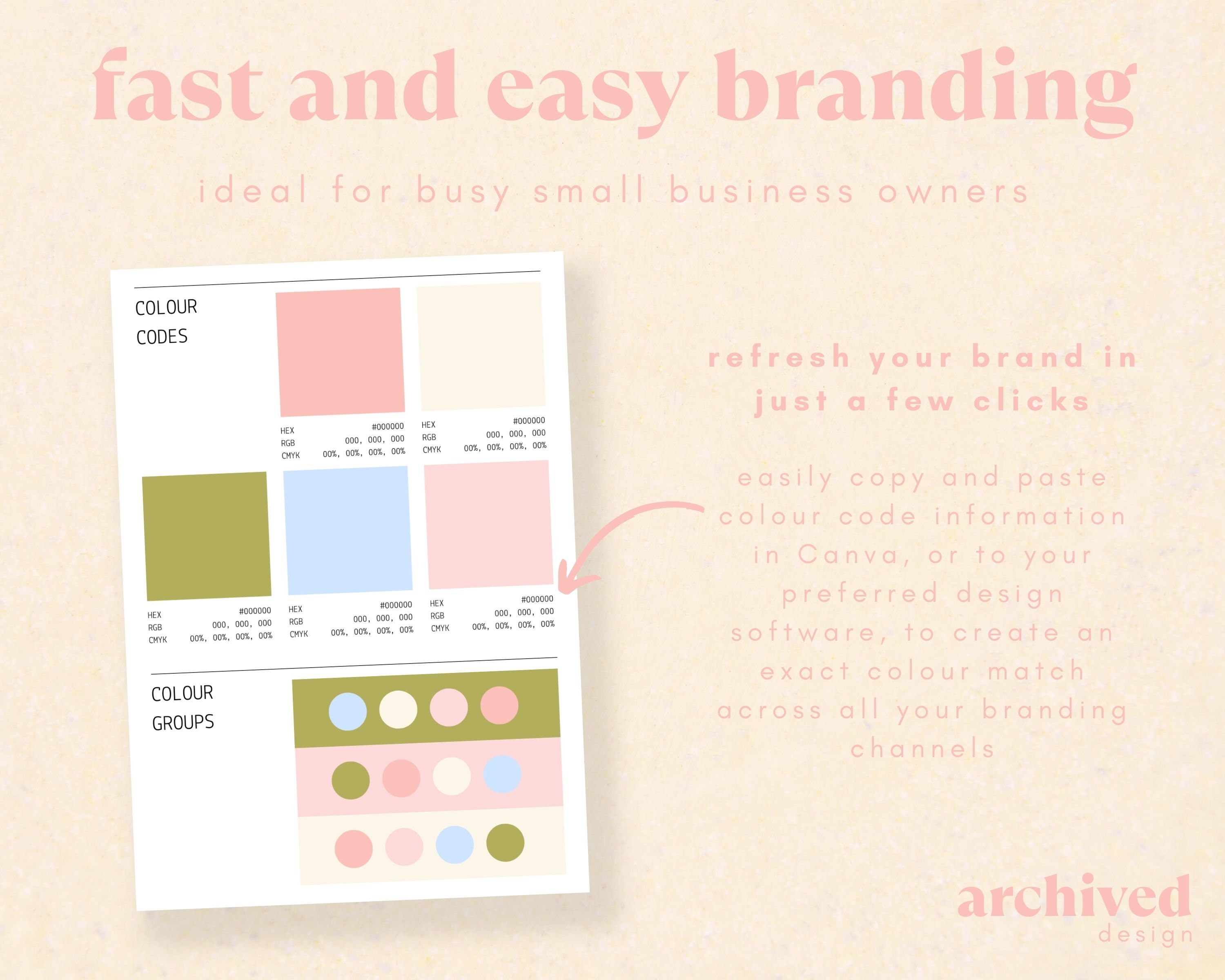 Brand Colour Palette Template - Editable Canva Template - Small ...