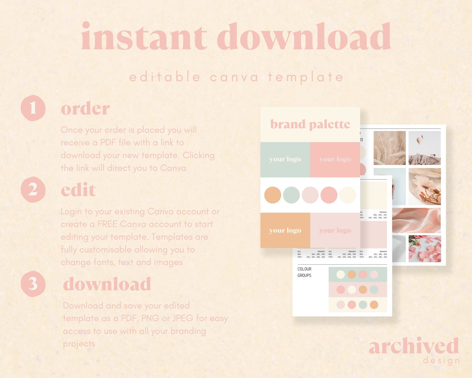 Brand Colour Palette Template - Editable Canva Template - Small ...
