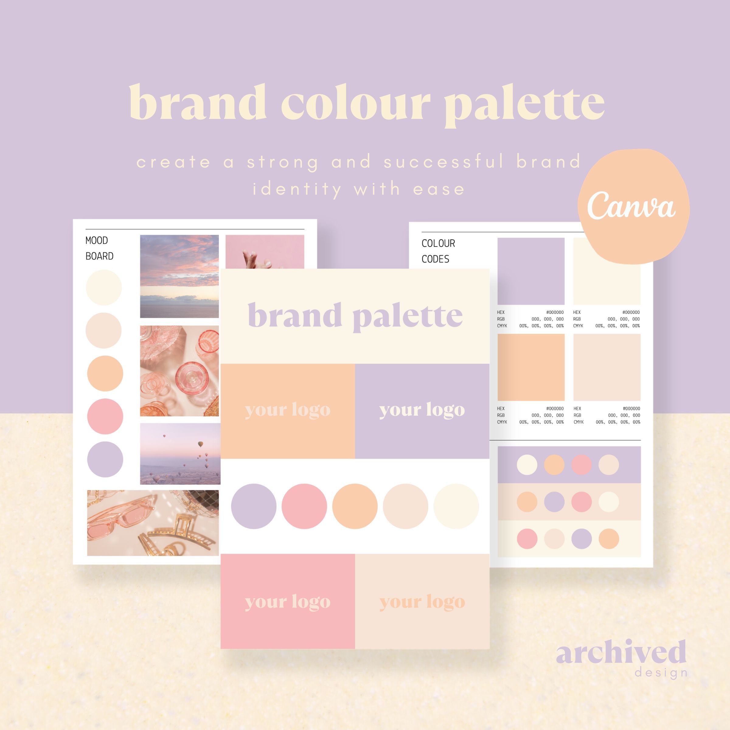 Brand Colour Palette Template - Editable Canva Template - Small ...