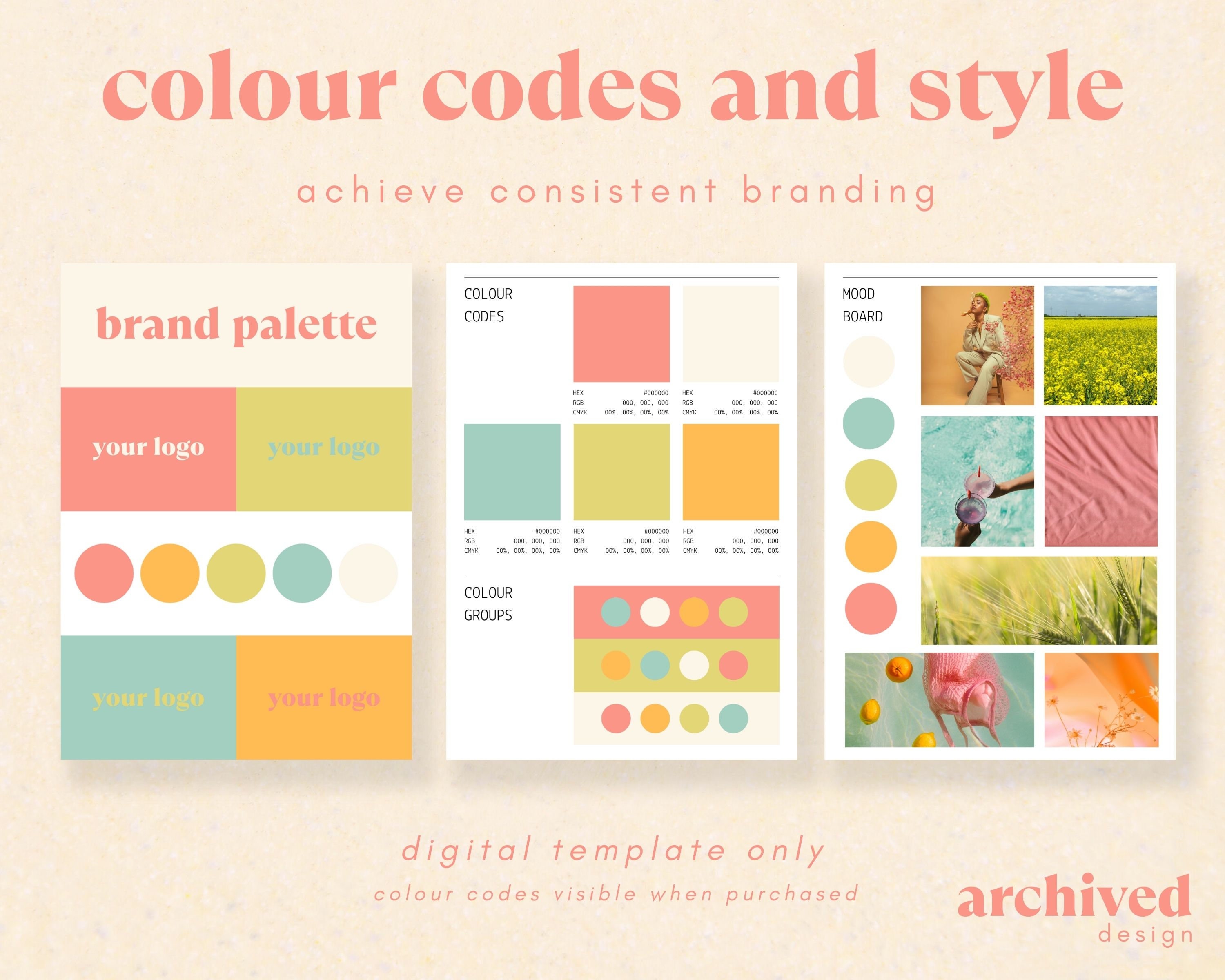 Brand Colour Palette Template - Editable Canva Template - Small ...