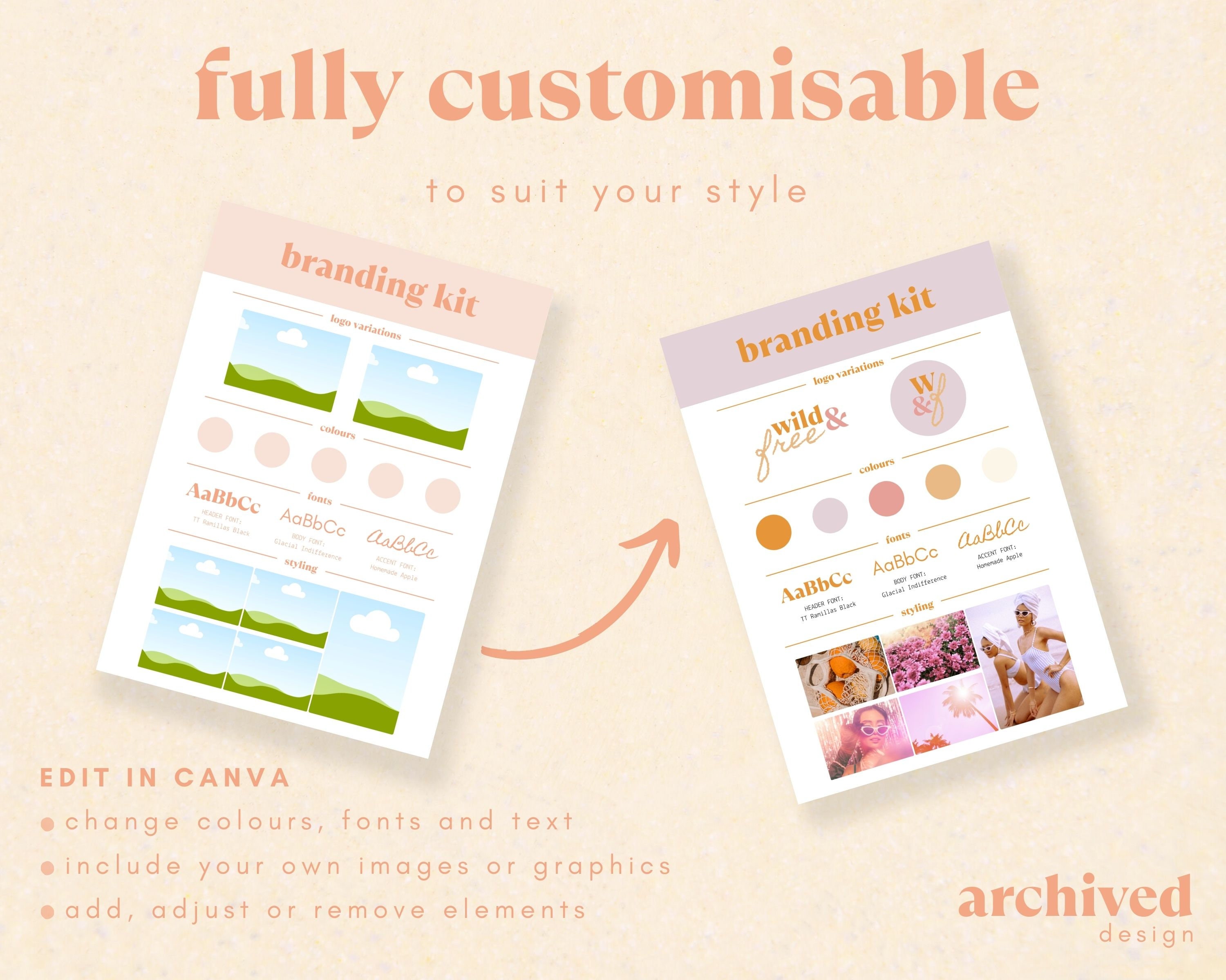 Brand Board Template Canva Branding Kit Editable Canva Template Brand ...