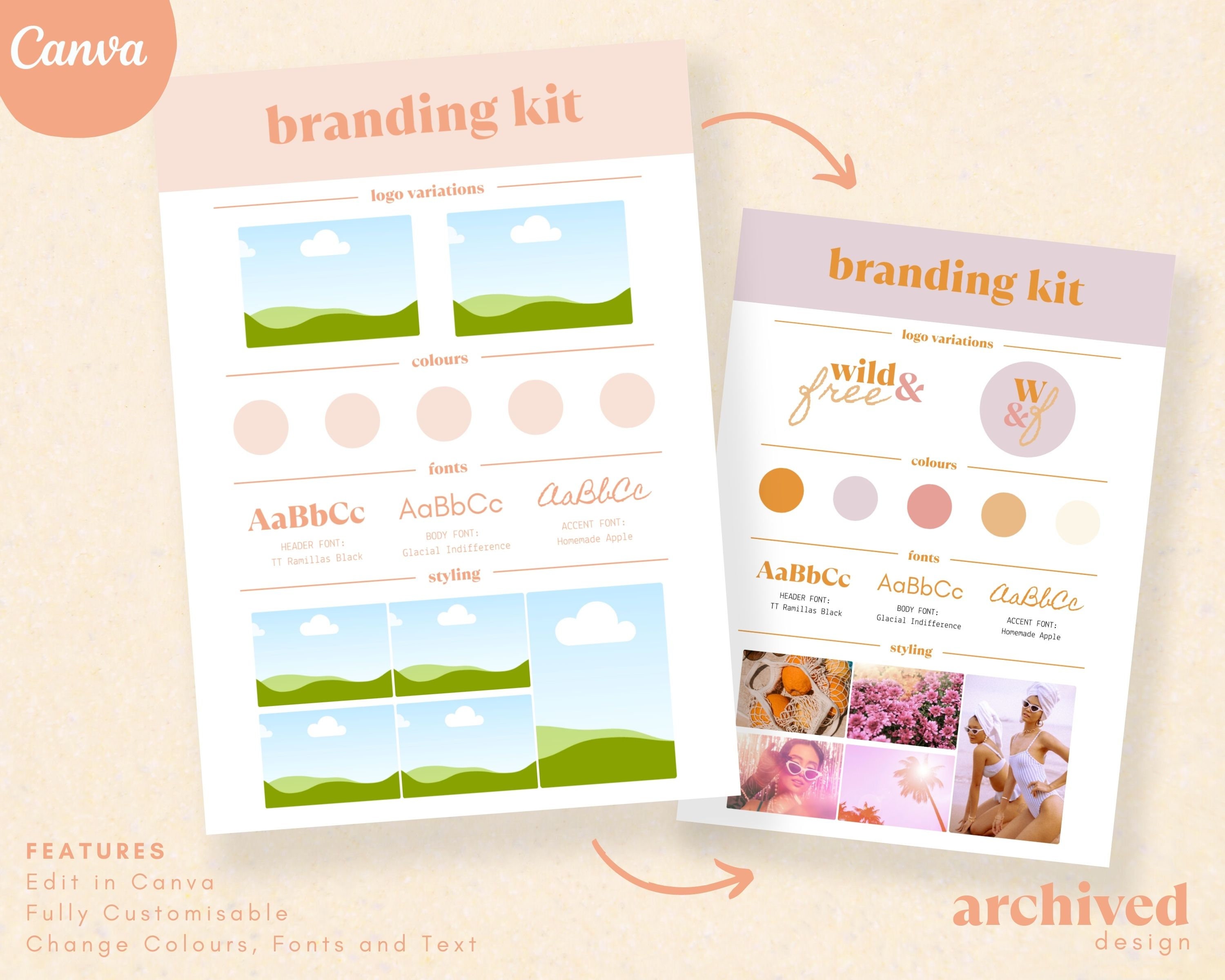 Brand Board Template Canva Branding Kit Editable Canva - Etsy