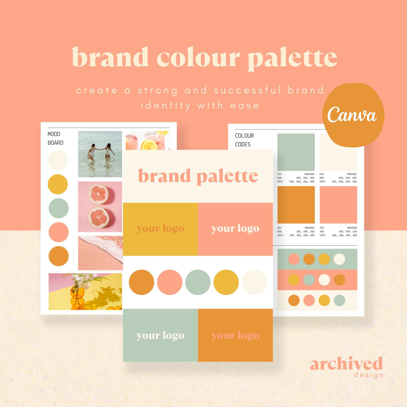 Brand Colour Palette Template - Editable Canva Template - Small ...