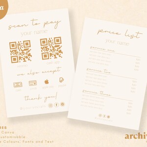 QR Code Sign Template - Scan to Pay Sign and Price List Template ...