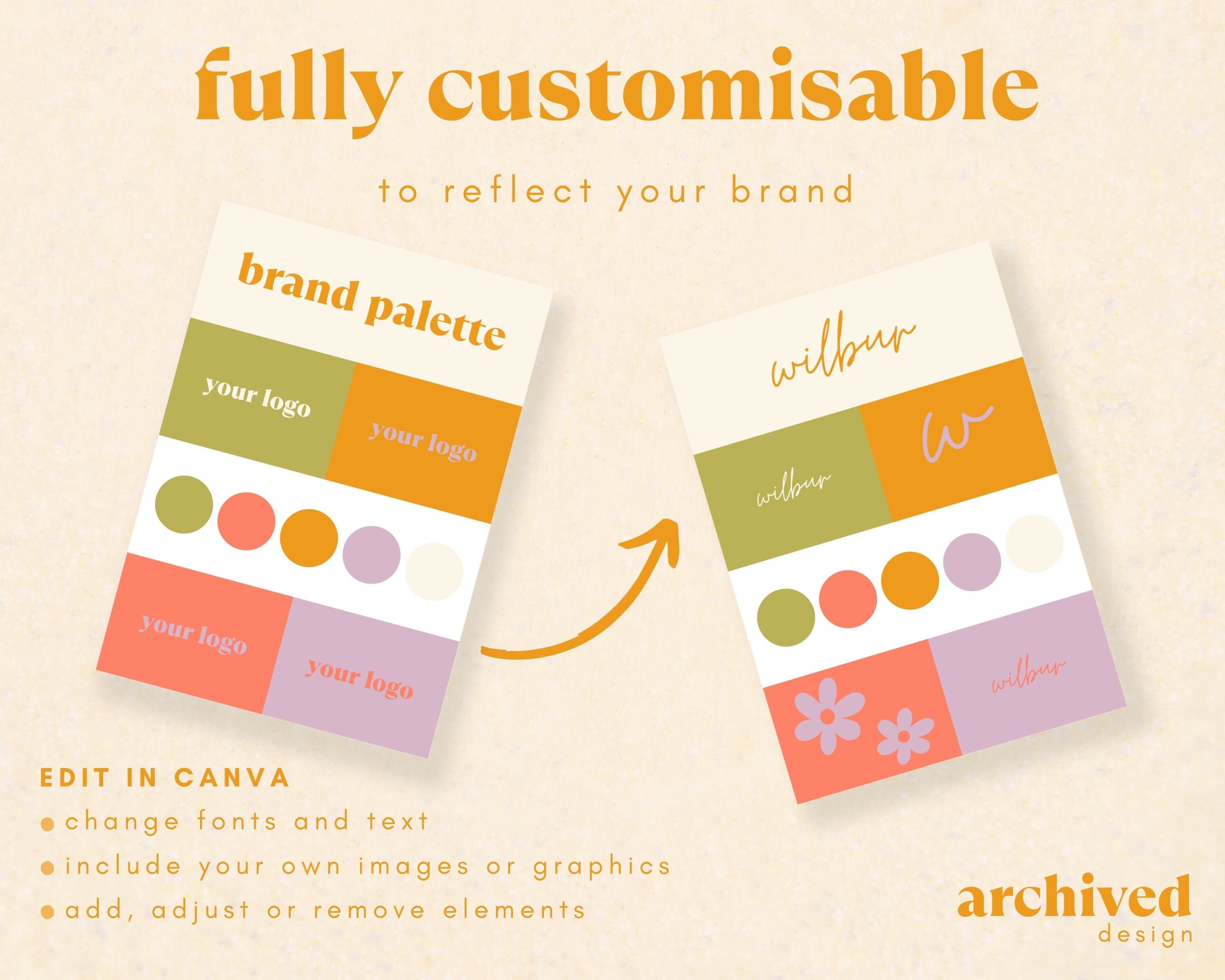Brand Colour Palette Template - Editable Canva Template - Small ...