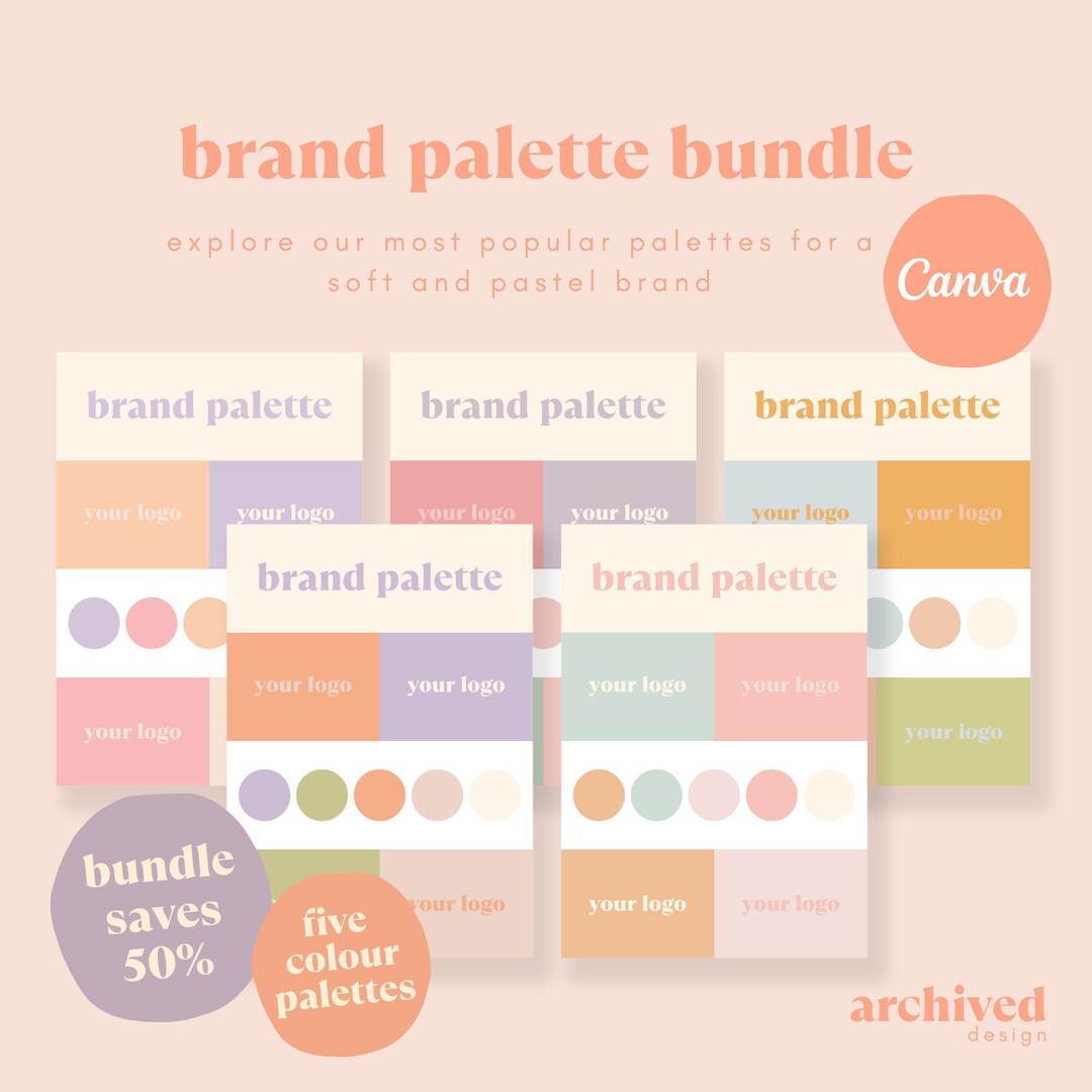 Brand Colour Palette Bundle - Five Canva Colour Palette Templates ...