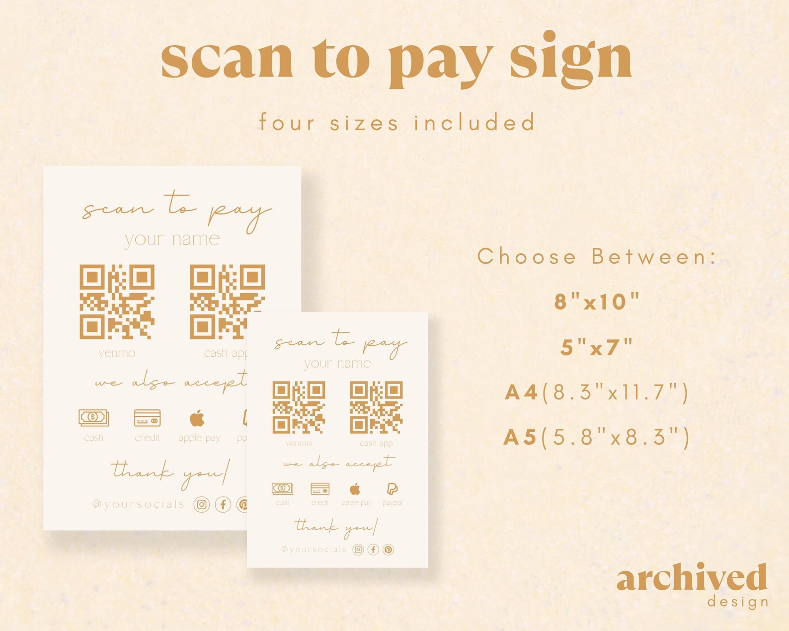 QR Code Sign Template - Scan to Pay Sign and Price List Template ...