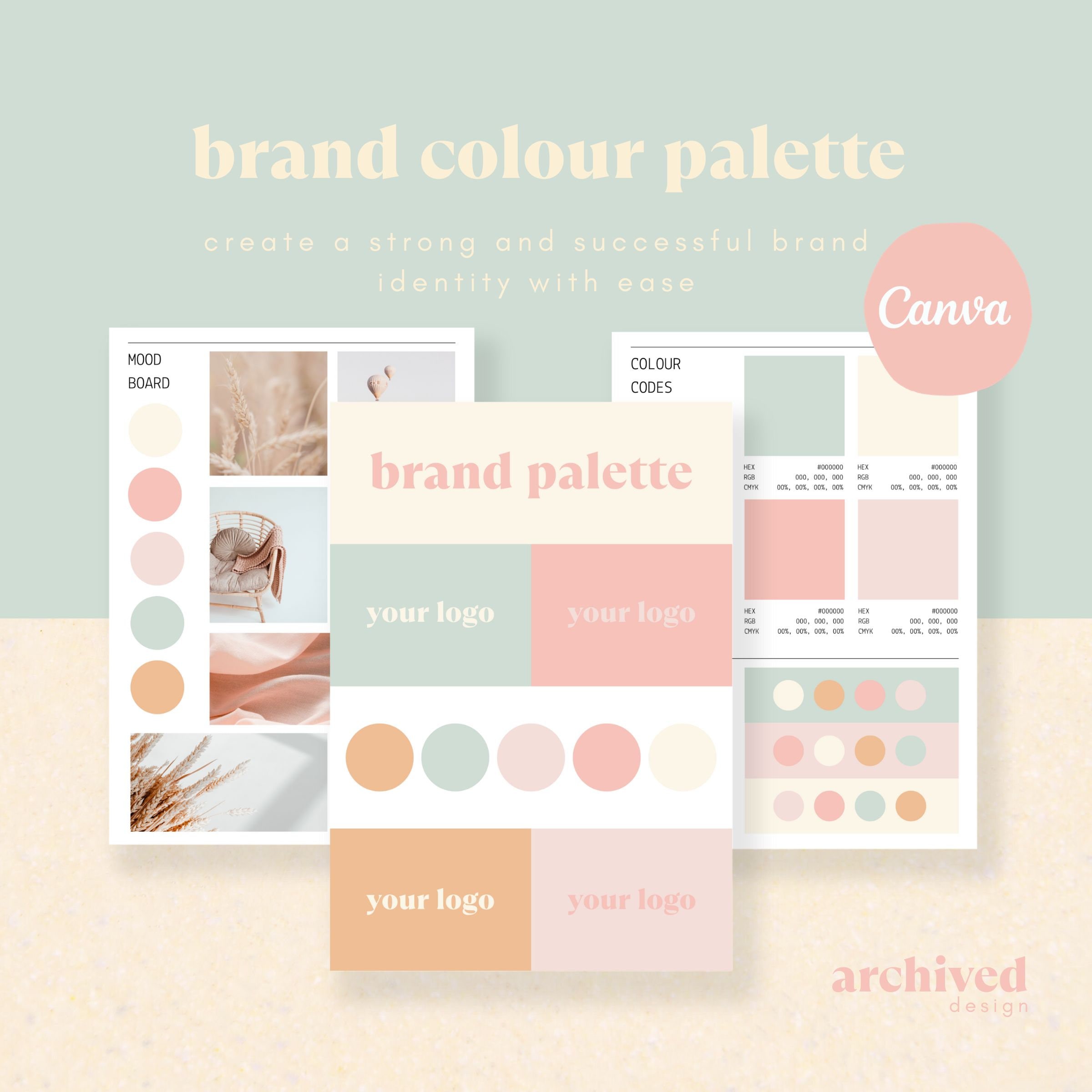 Brand Colour Palette Template - Editable Canva Template - Small ...