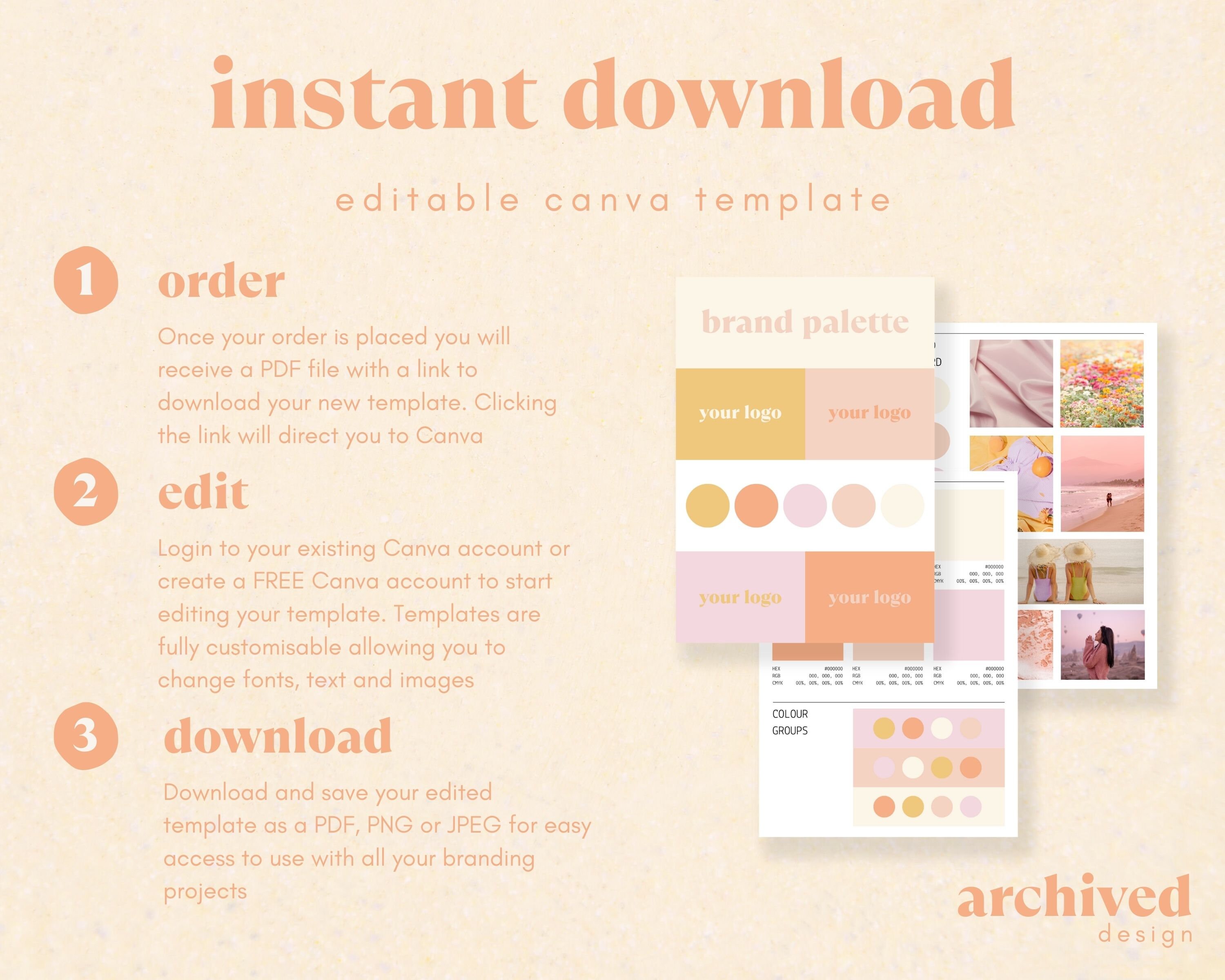 Brand Colour Palette Template - Editable Canva Template - Small ...