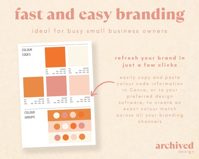Brand Colour Palette Template - Editable Canva Template - Small ...
