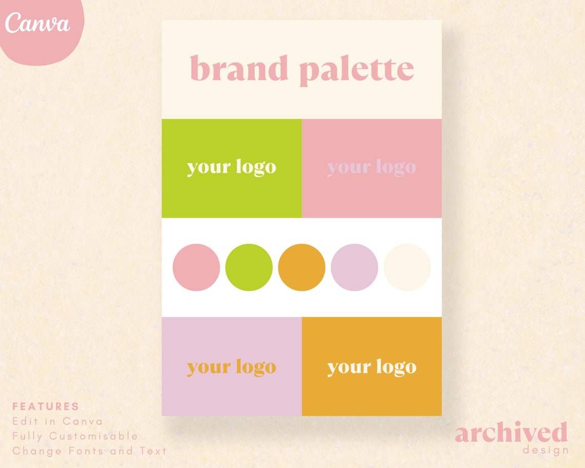 Brand Colour Palette Template Editable Canva Template - Etsy