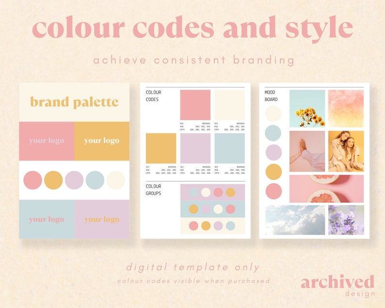 Brand Colour Palette Canva Template Branding Kit Small Business Brand ...