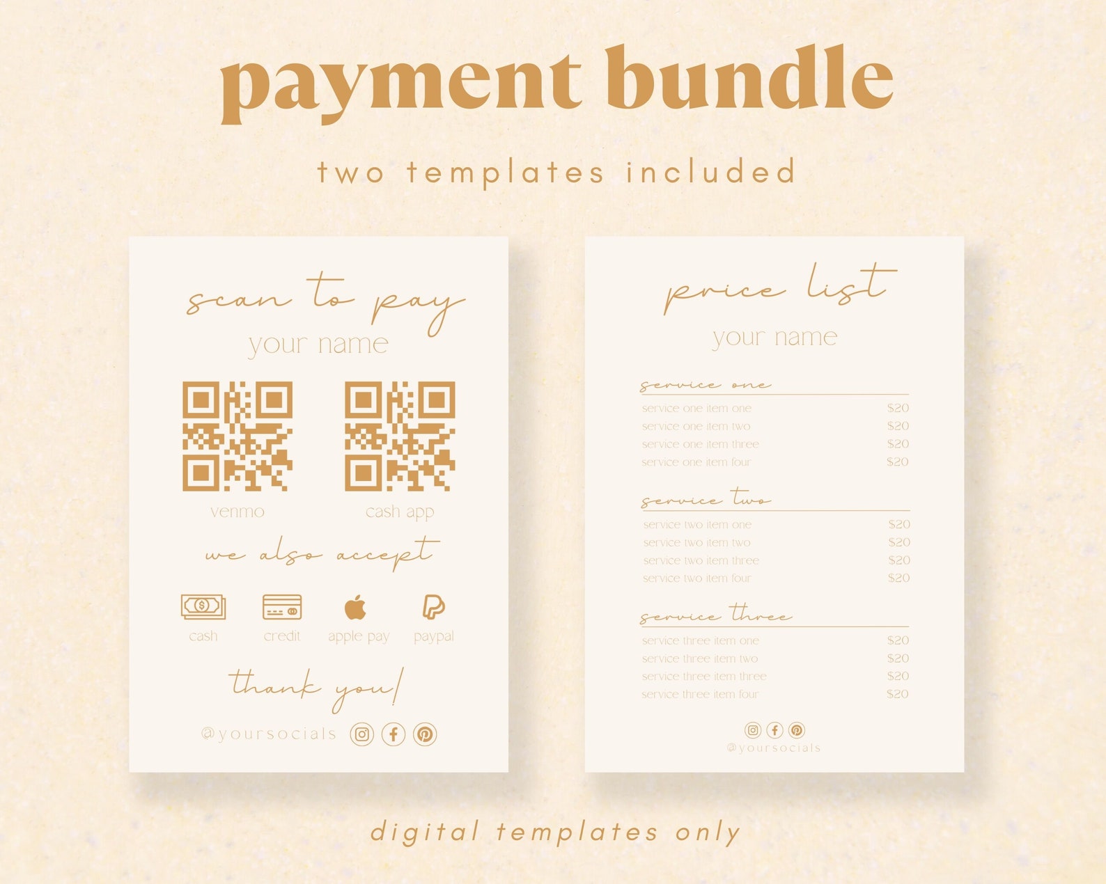 QR Code Sign Template - Scan to Pay Sign and Price List Template ...