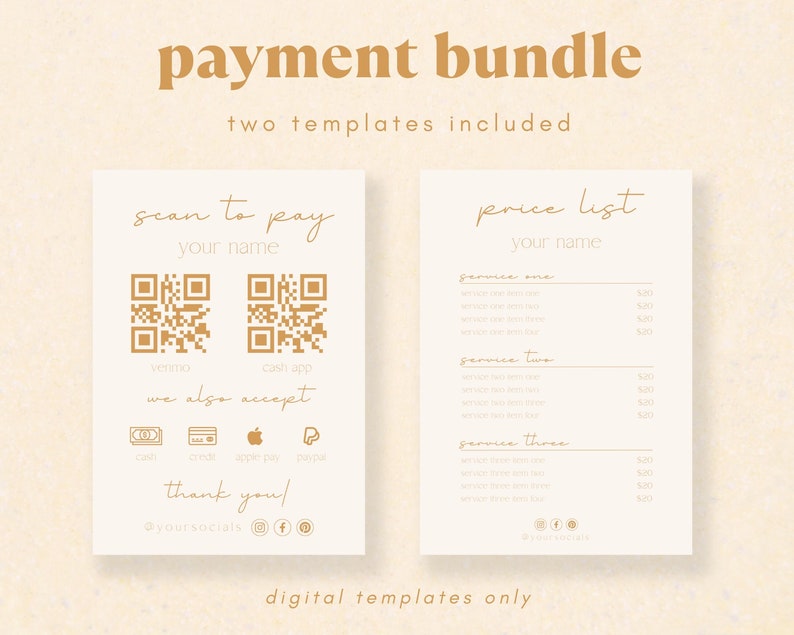 QR Code Sign Template - Scan to Pay Sign and Price List Template ...