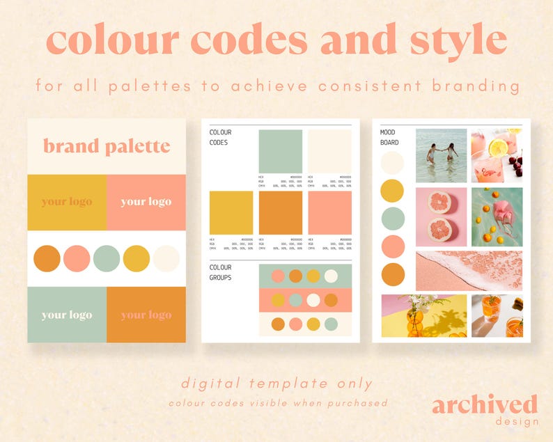Brand Colour Palette Bundle - Five Canva Colour Palette Templates ...