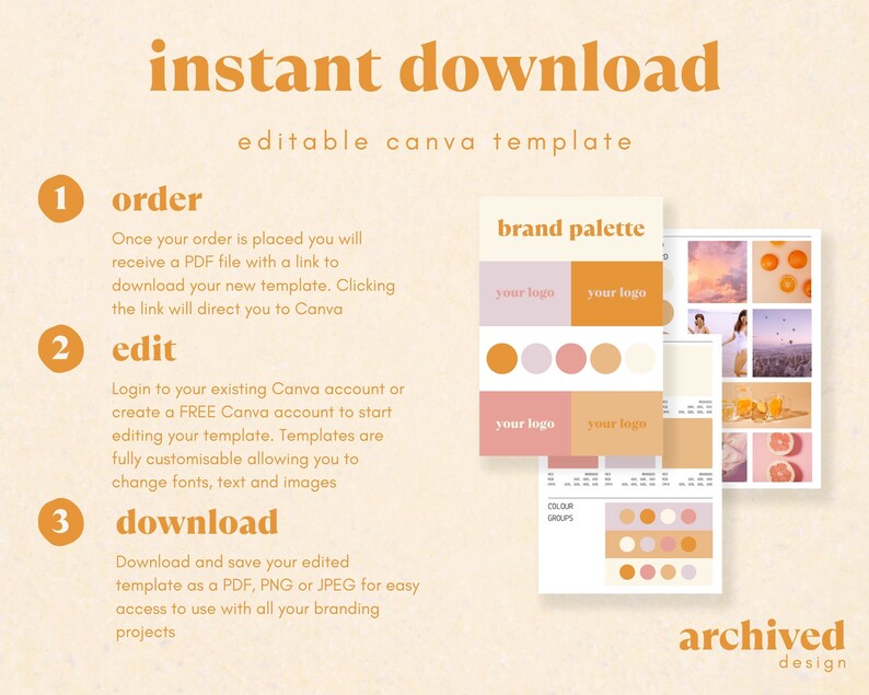 Brand Colour Palette Template - Editable Canva Template - Small ...