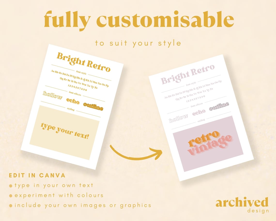 Retro Canva Font Guide Canva Font Collection Retro Branding Small ...