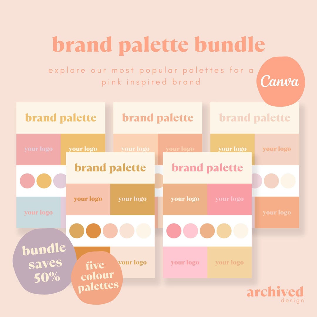 Brand Colour Palette Bundle - Five Canva Colour Palette Templates ...