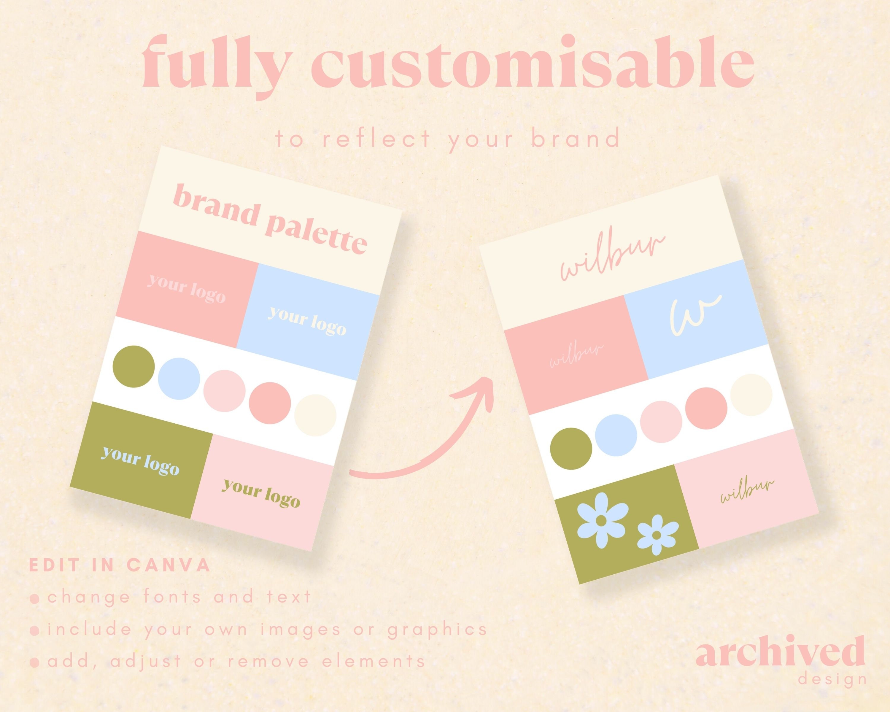 Brand Colour Palette Template - Editable Canva Template - Small ...