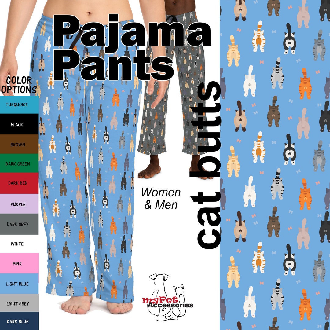 Cat Butts Funny Pajama Pants, Cat Mom Dad, Cat Mama, Anniversary, Cat ...