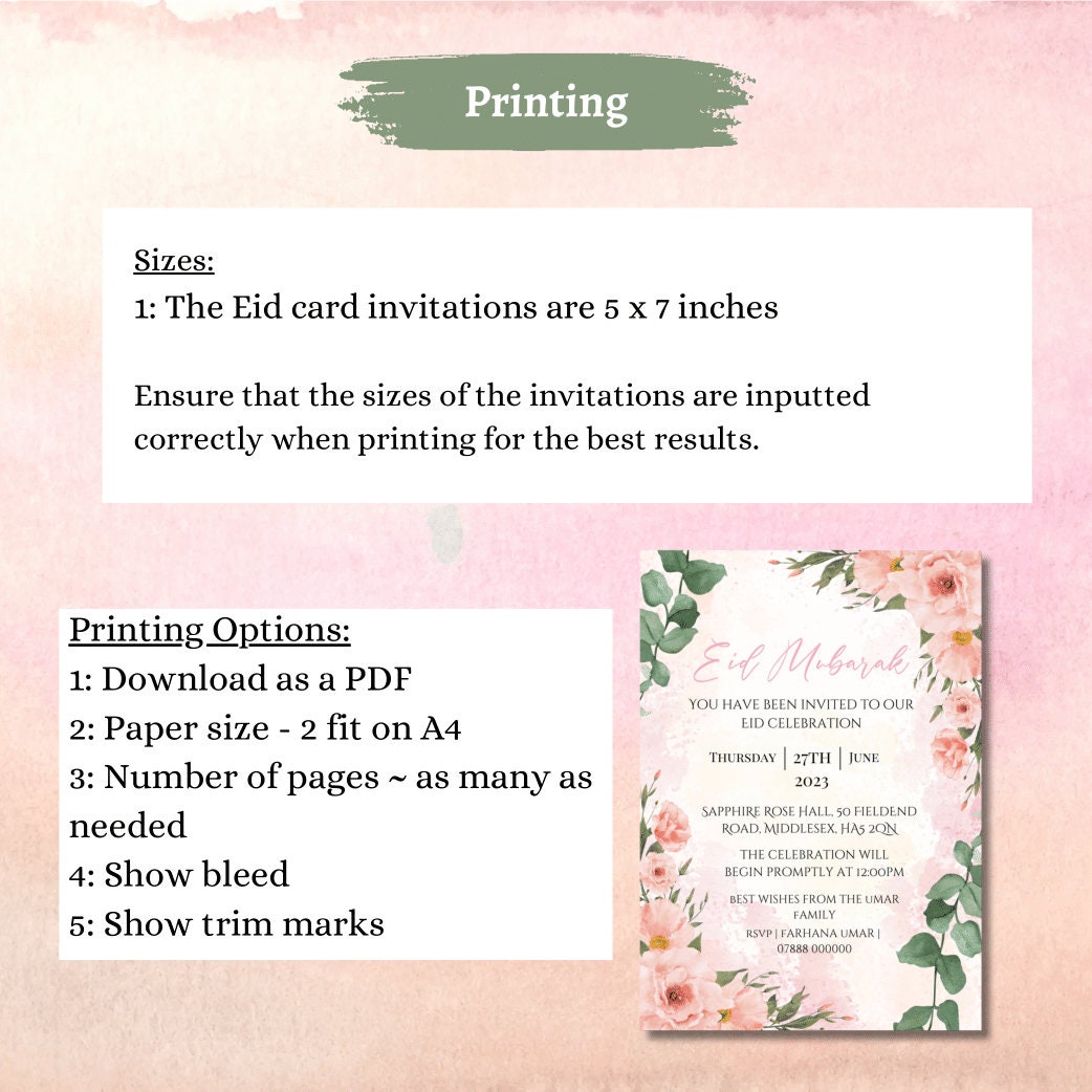 Eid Greeting Invitation Card Digital Instant Download Eid Ul Adha Eid ...