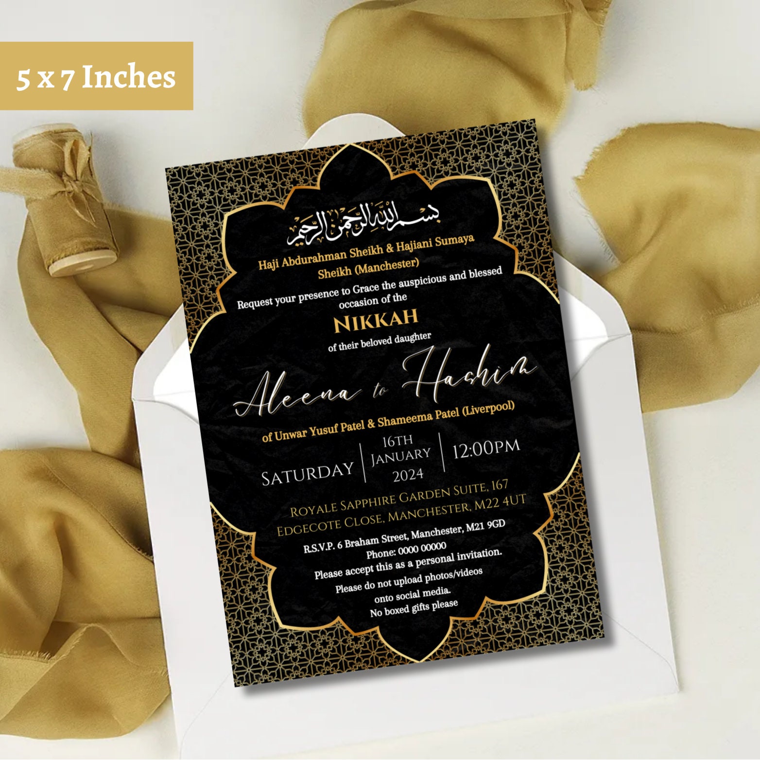 Wedding Islamic Muslim Invitation Card Digital Invite Nikkah Ruksati ...