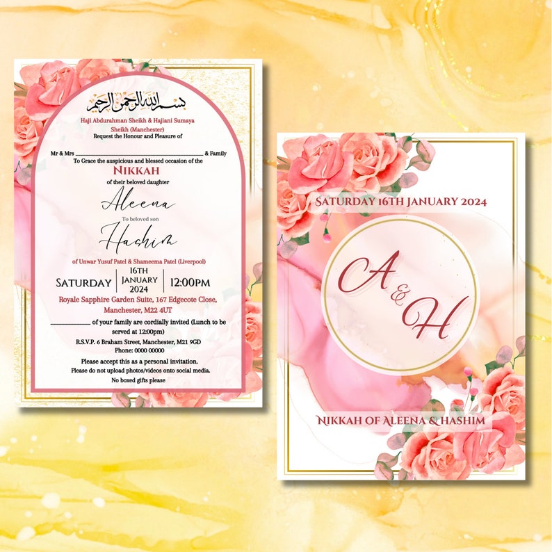 Muslim Islamic Wedding Invitation Card Digital Invite Shaadi Nikkah ...