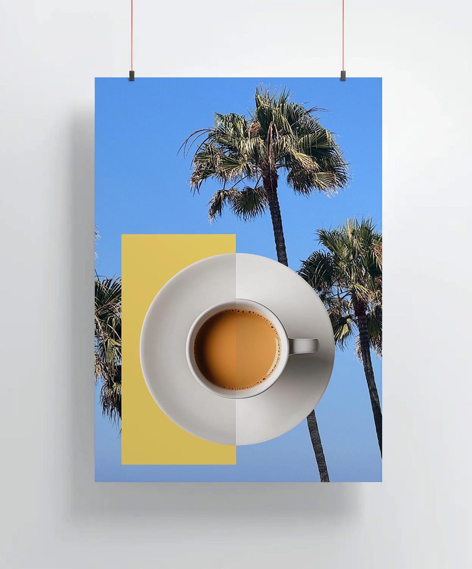 Palm Tree Coffee Art Print: Manhattan Beach Kitchen Decor (digital ...