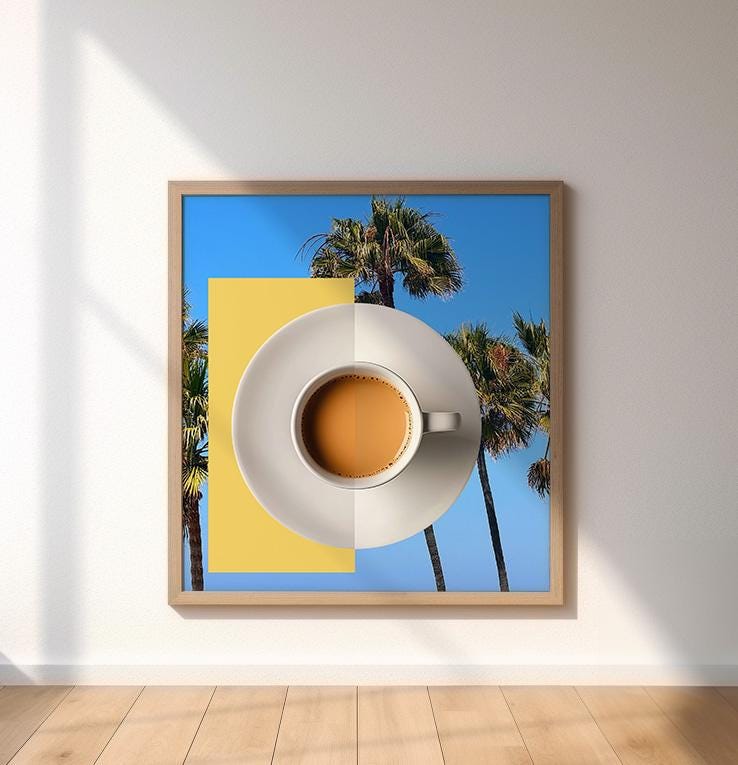 Palm Tree Coffee Art Print: Manhattan Beach Kitchen Decor (digital ...