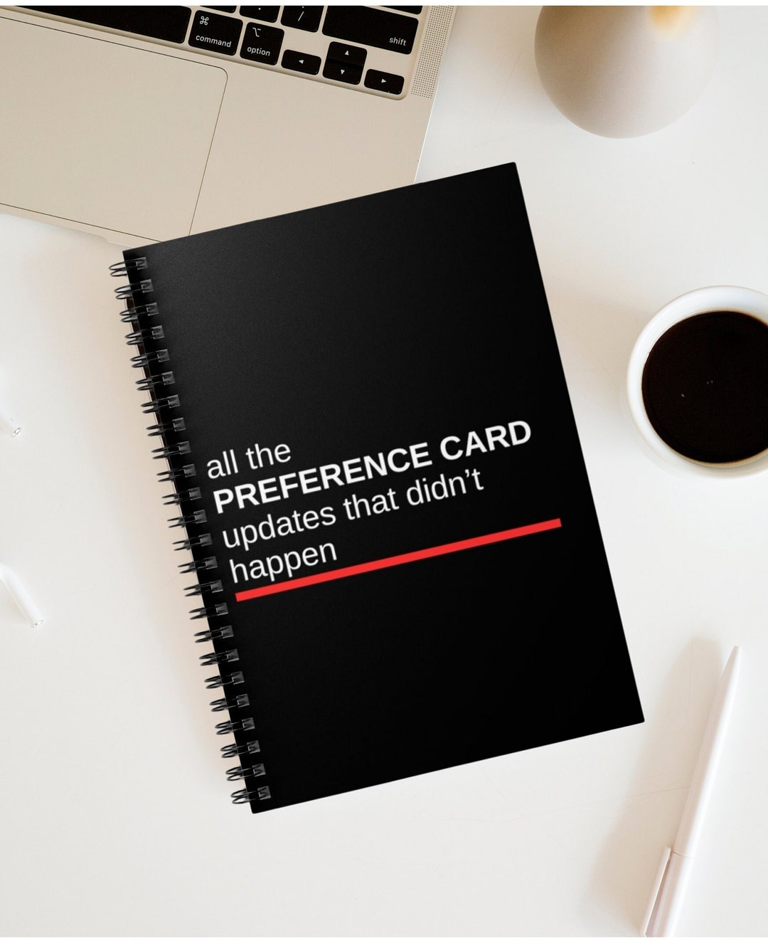 Preference Card Spiral Notebook - Ruled Line Operating Coworker Gift ...