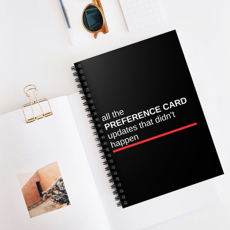 Preference Card Spiral Notebook - Ruled Line Operating Coworker Gift ...