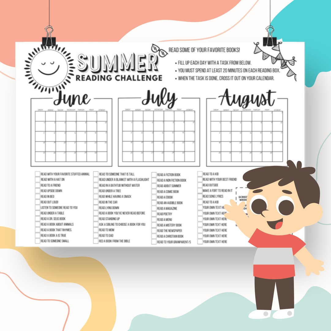 Summer Reading CHALLENGE PRINTABLE Coloring Summer Countdown - Etsy