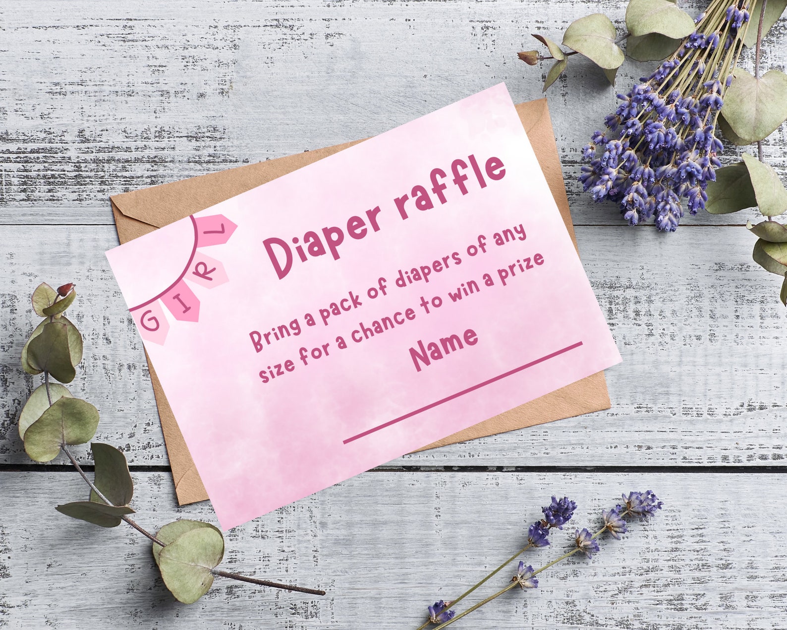 Pink Watercolor Baby Shower Invitation Card, Baby Shower Invite, Diaper ...