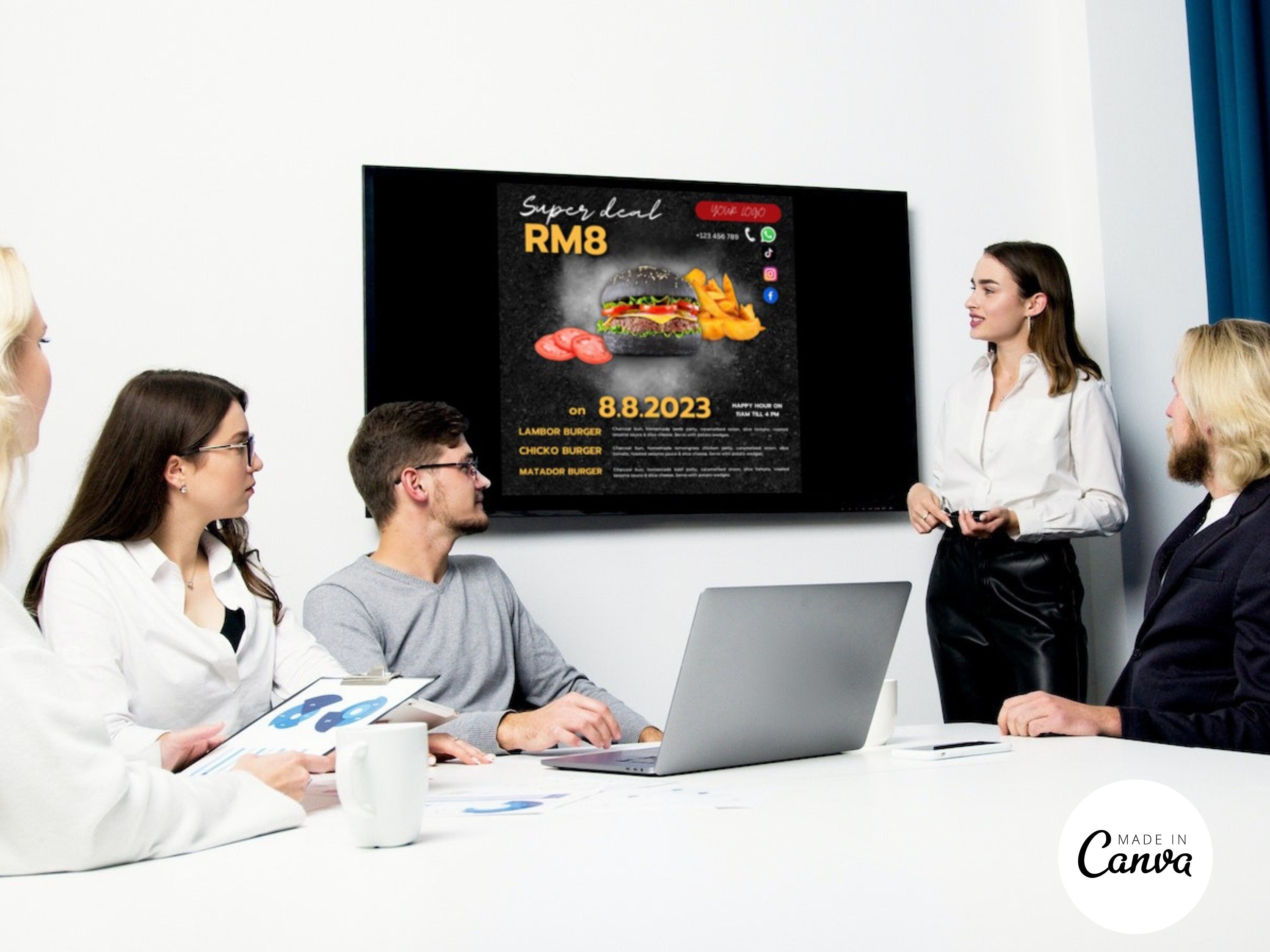 BURGER PROMOTION POSTER, Canva Template, Free Version, Editable, 5 ...