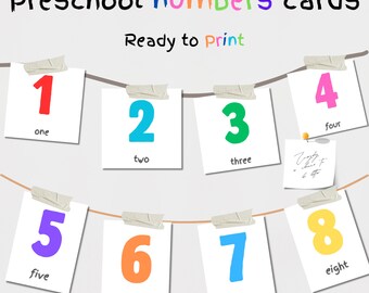 Numbers Flash Cards, Preschool Counting Flash Cards, Count and Clip ...