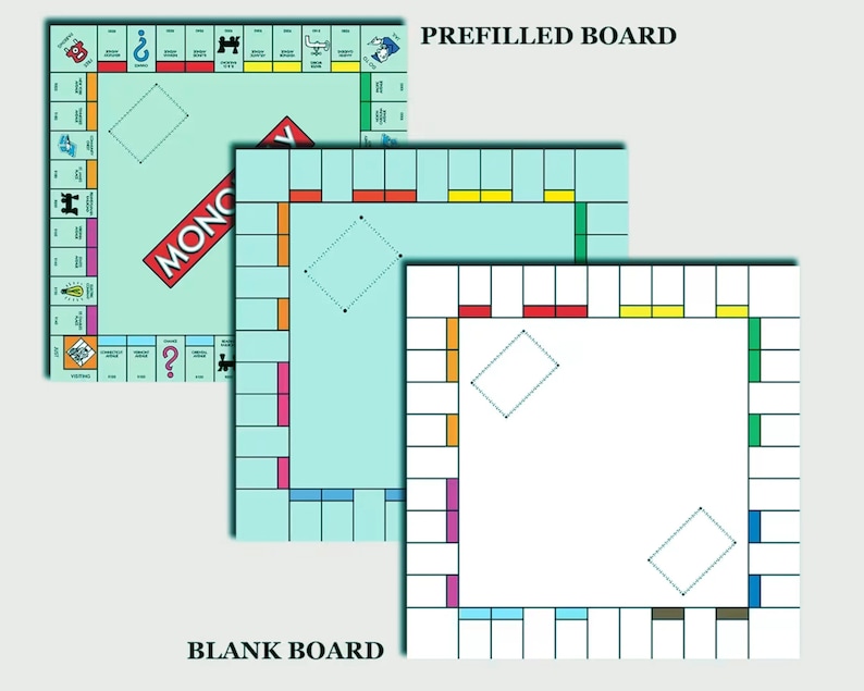 Blank Monopoly Board Game Template - Custom Monopoly Template Game ...