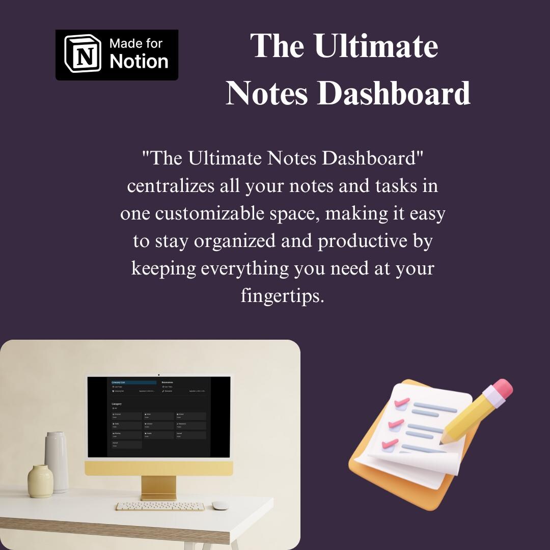 Ultimate Notes Dashboard for Notion Centralized Note-taking & Task ...