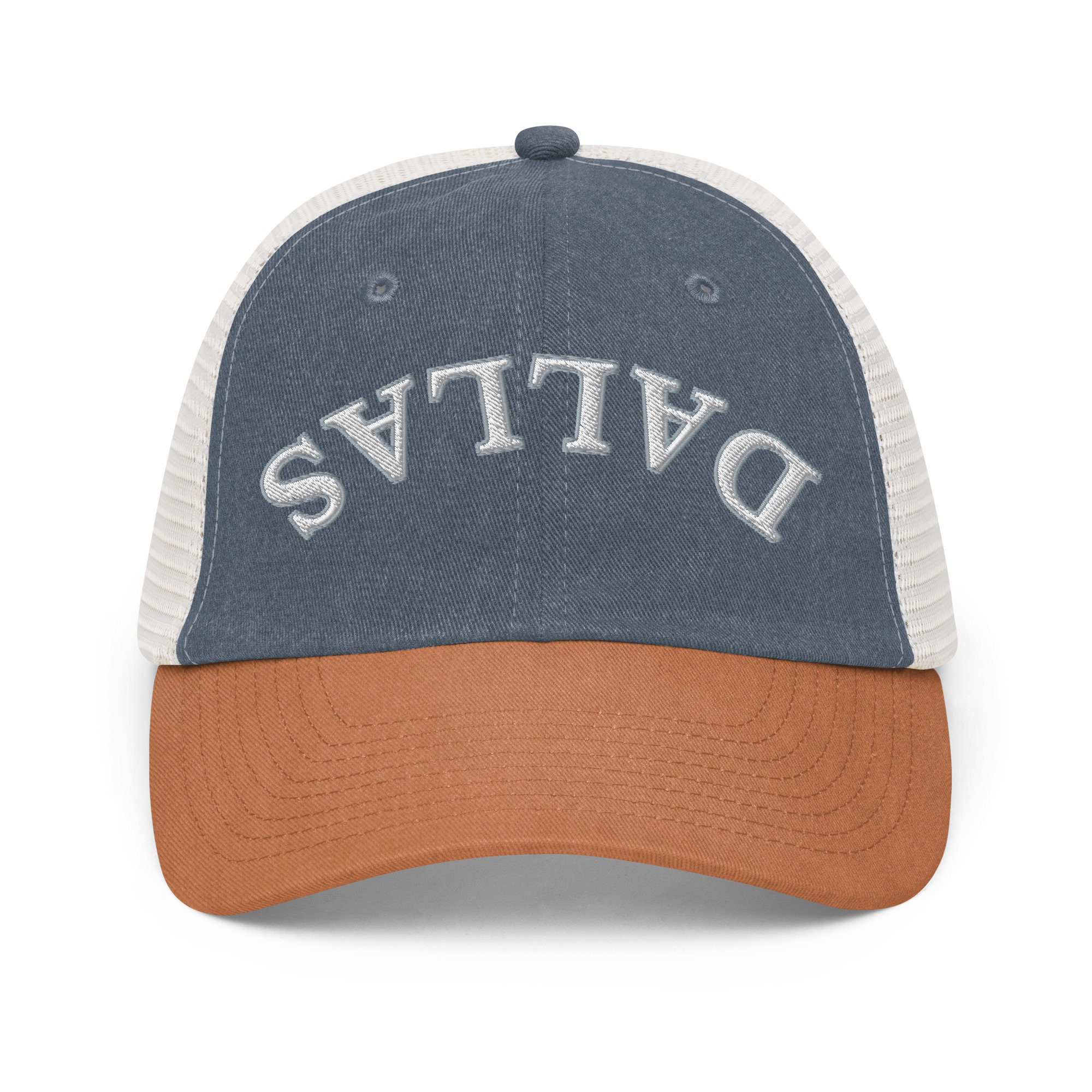 Upside Down Dallas Pigment-dyed Cap Front Inverted Dallas Embroidered ...