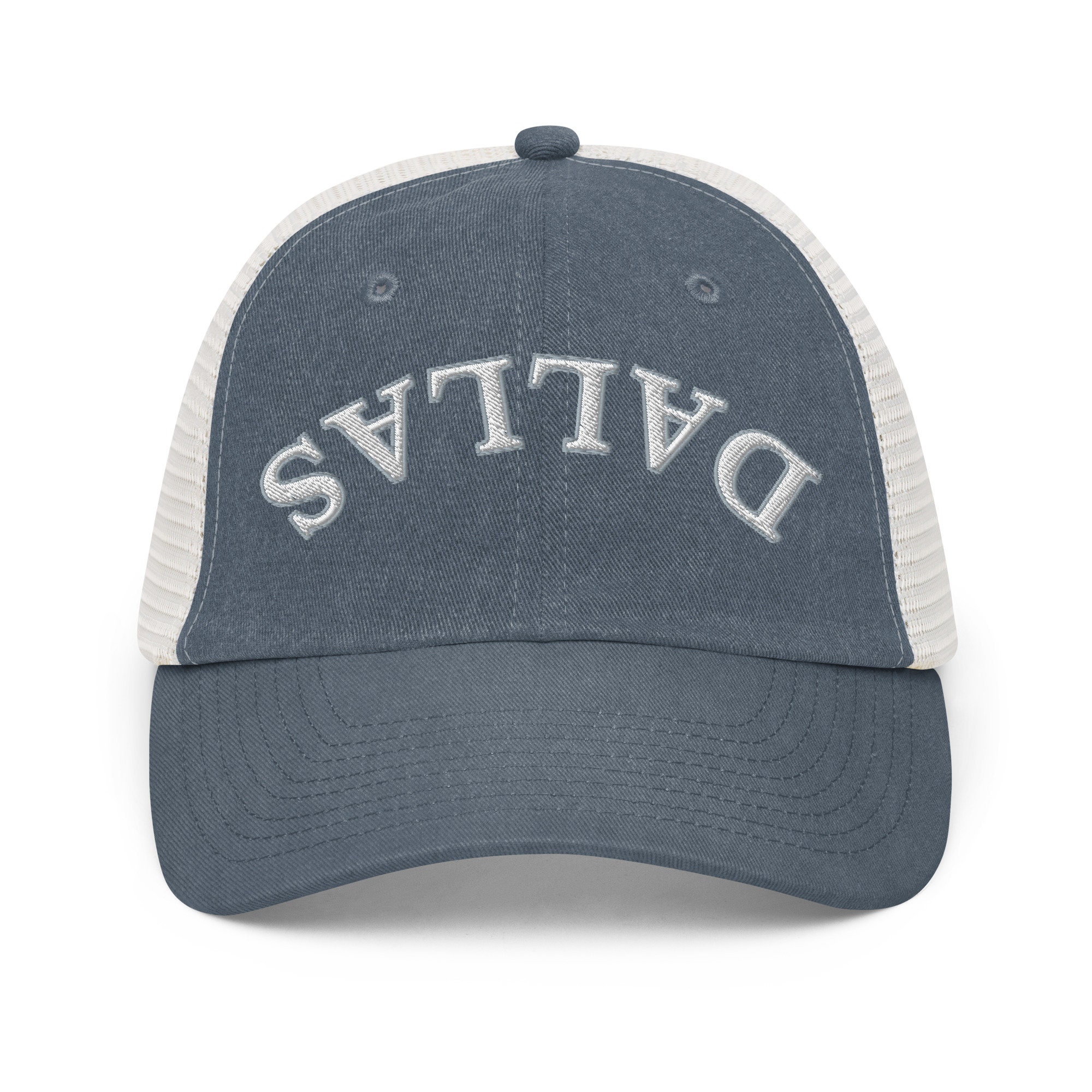 Upside Down Dallas Pigment-dyed Cap Front Inverted Dallas Embroidered ...