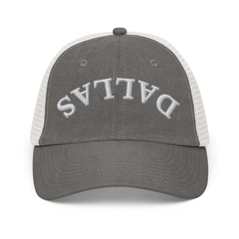 Upside Down Dallas Pigment-dyed Cap Front Inverted Dallas Embroidered ...