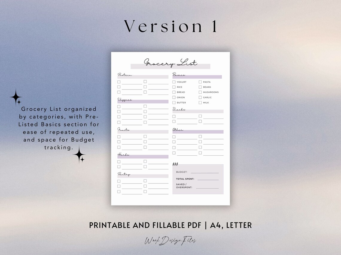 Grocery List Printable PDF | Cute Colorful Shopping List | Fun ...