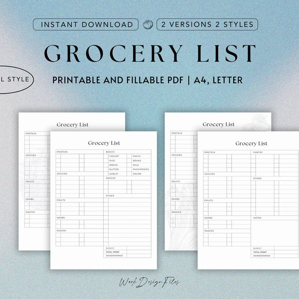 Grocery List Printable PDF Cute Colorful Shopping List Fun & Functional ...