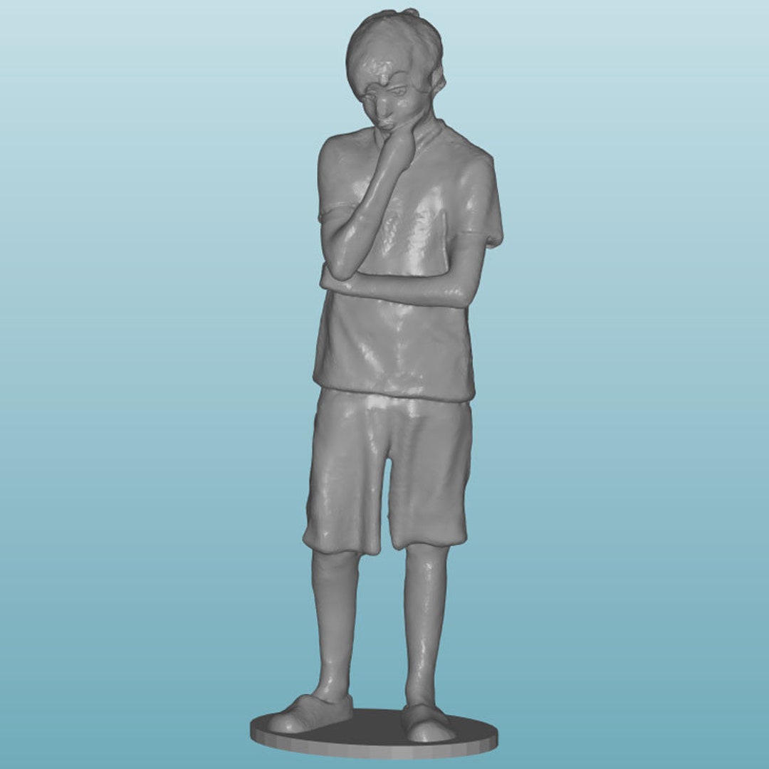 Scale Unpainted Resin Figure Thinking Man Boy Guy in 1/24 1/32 1/18 1/ ...