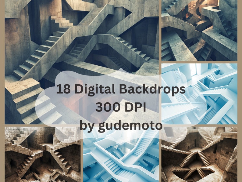 Staircase Maze Digital Backgrounds | 18 X Digital Backdrops | Staircase ...