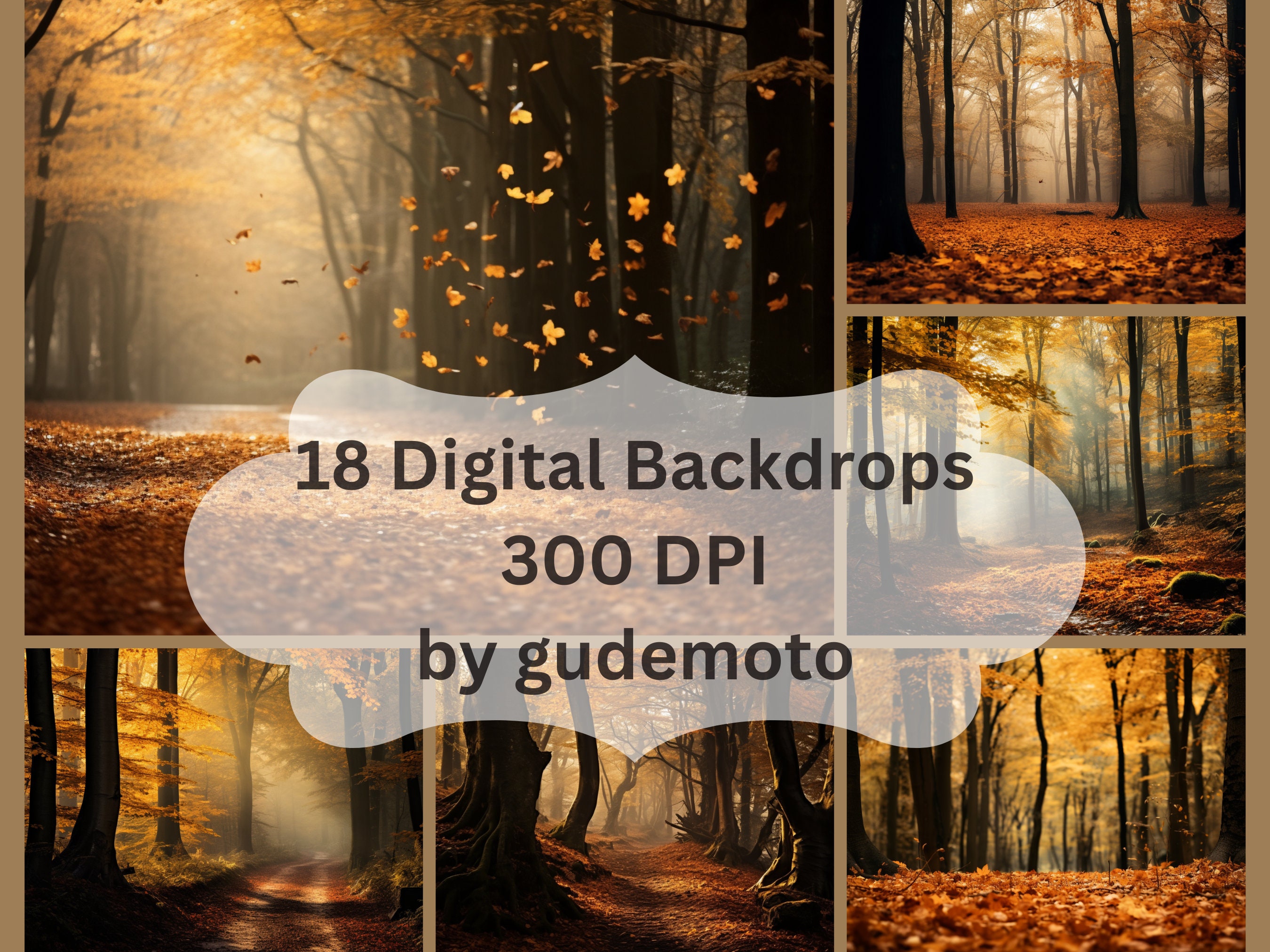 Autumn Woods Digital Backgrounds Fall Forest Digital Backdrops Fall ...