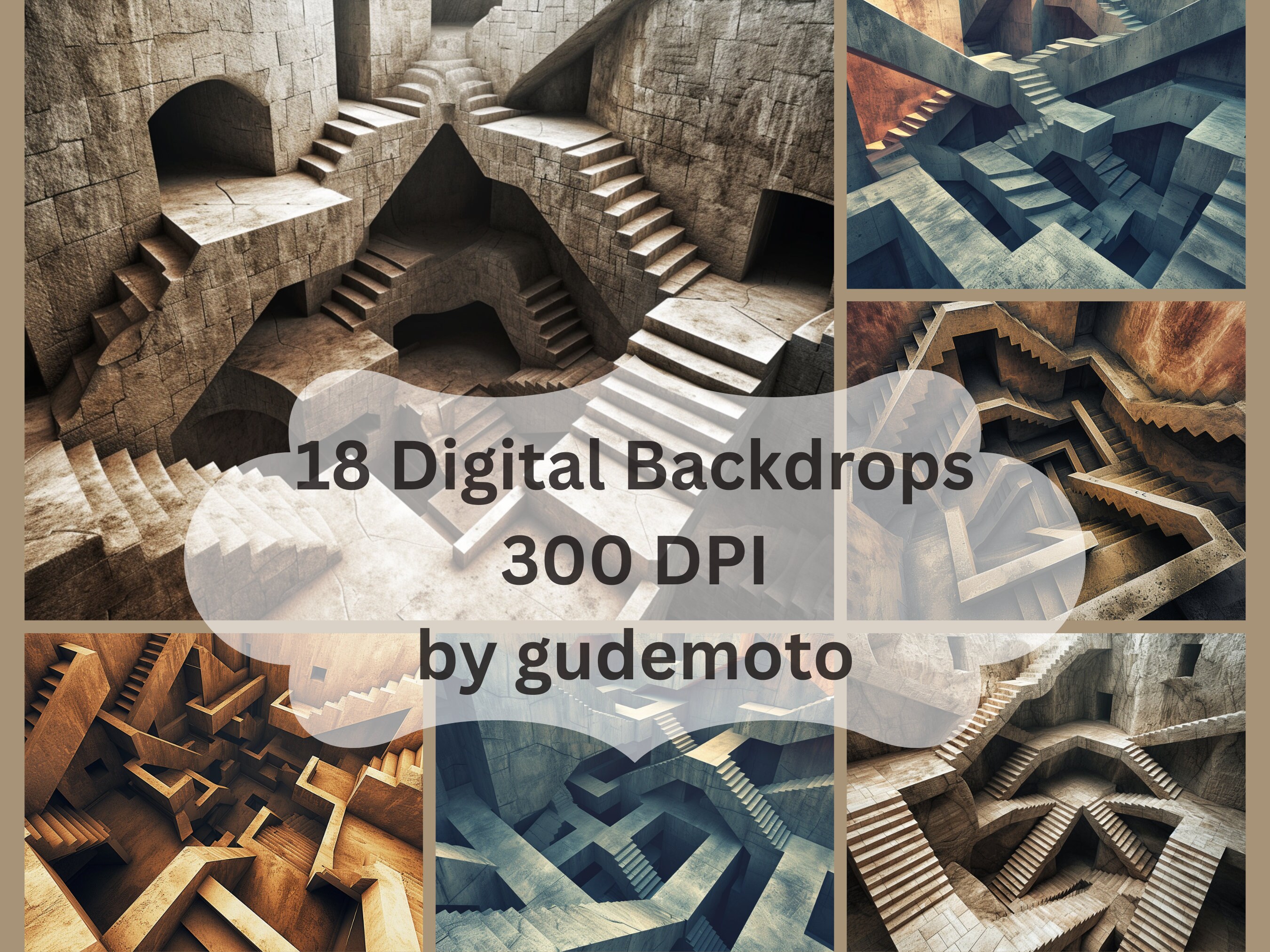 Staircase Maze Digital Backgrounds | 18 X Digital Backdrops | Staircase ...
