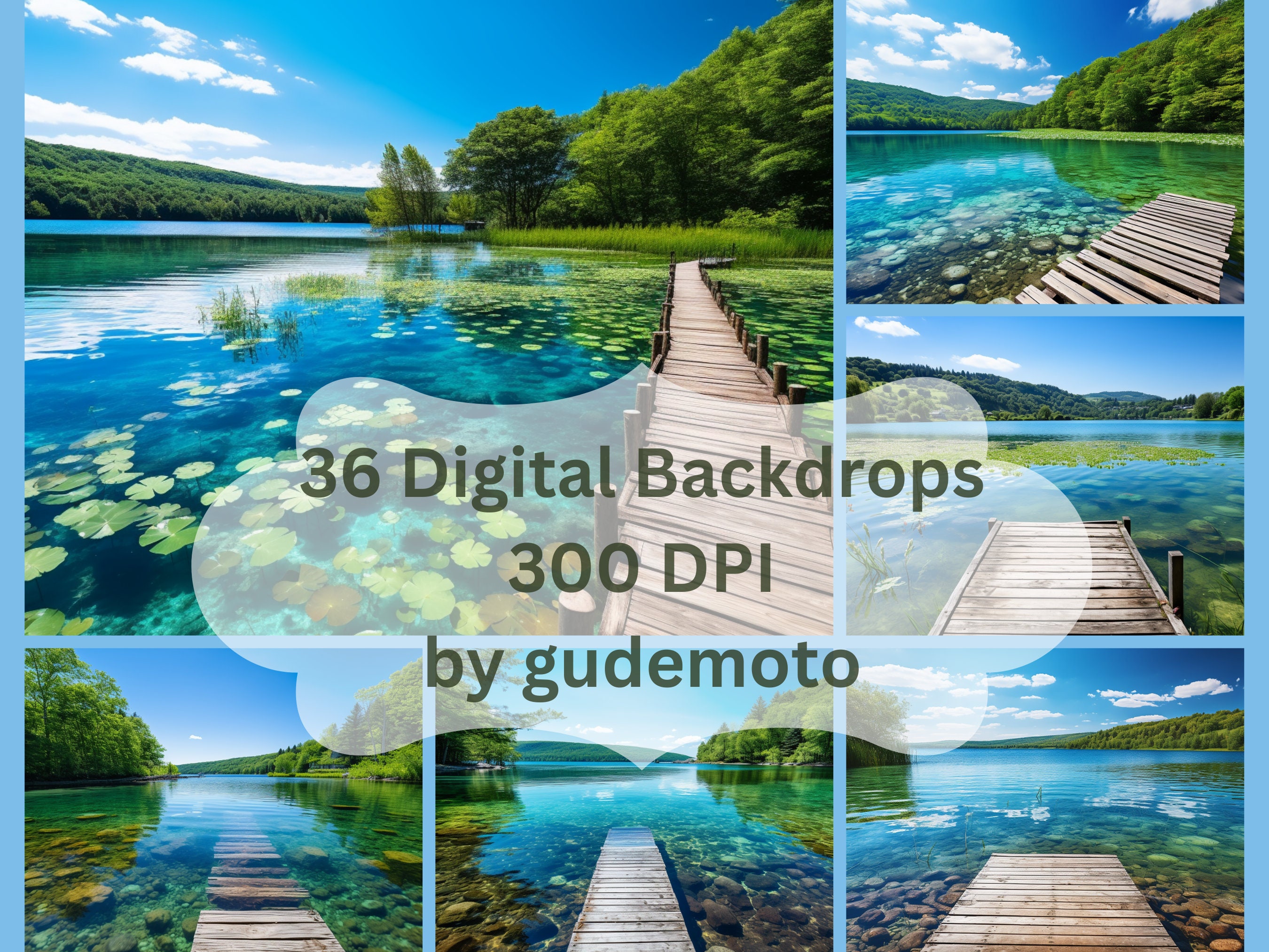 Lake Backgrounds Mega Bundle | Photography Backdrops | Clear Lake With ...