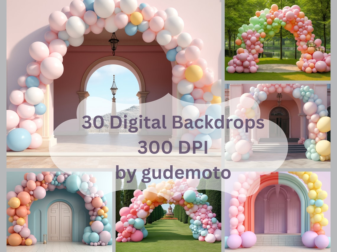 30 X Digital Backdrops Balloon Arch Backdrops Balloon - Etsy